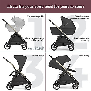 Inglesina Electa Stroller, Upper Black - Full-Size Stroller for Babies & Toddlers Up to 55 lbs - Compact Design - Car Seat & Bassinet Compatible - One-Handed Open & Close - BPA Free