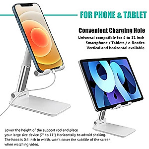 Cell Phone Stand for Desk, Angle Height Adjustable Phone Holder for Office, Compatible with iPhone 12 11 Pro XS Max XR 8 7 6S Plus, Samsung S20+ Note10, Tablets, Charging Accessories
