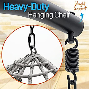 SereneLife Hanging Egg Chair with Stand - Indoor Outdoor Patio Wicker Rattan Lounge Chair with Stand, Steel Frame, UV Resistant Washable Cushions for Garden Backyard Deck Sunroom SLGZ0EGG (Gray)