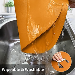 Herda Table Mats for Round Fall Placemats Set of 4 Outdoor Indoor Place Mats Leather Wipeable Washable Placemats for Kitchen Dining Patio Table Heat Resist Easy to Clean Orange Placemats