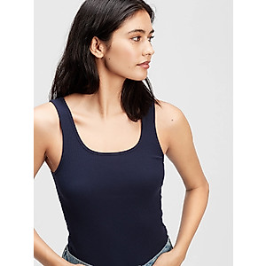 GAP Womens Ribbed Tank Top Cami, Navy Uniform, Small US