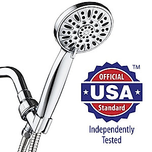 AquaDance 3316 High Pressure 6-Setting 4" Chrome Face Hand Held Head with Hose for The Ultimate Shower Experience Officially Independently Tested to Meet Strict US Quality & Performance Standards