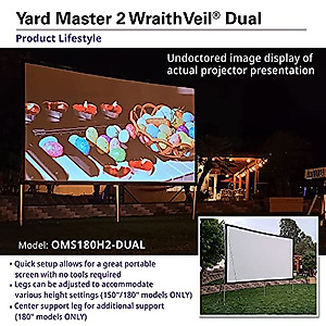 Elite Screens Yard Master 2 WraithVeil Projector Screen 180-INCH 16:9 Front and Rear 4K/8K Ultra HD Active 3D HDR Indoor Office OutdoorProjection Screens OMS180H2-DUAL US Based Company 2-YEAR WARRANTY