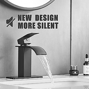 Ryuwanku Bathroom Faucet Matte Black Modern Waterfall Bathroom Sink Faucet with Single Handle Suitable for 1 or 3 Holes,Supply Deck Plate and Hose