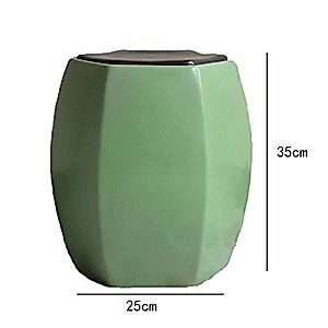 XARONF Green Hexagonal Ceramic Stools, Low Stools in The Entrance Hall, Shoe-Changing Stools, Drum Stools, Piers, Suitable for Balconies and Open-air Gardens.