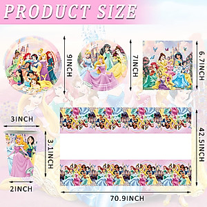 81 PCS Princess Birthday Party Supplies, Princess Tableware Set Includes 40 PCS Plates, 20 PCS Napkins, 20 PCS Paper Cups, 1 PCS Tablecover for Boys Girls Birthday Party Baby Shower DecorationsQ
