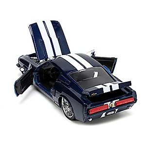 1967 Shelby GT500 Dark Blue Metallic with White Stripes Bigtime Muscle Series 1/24 Diecast Model Car by Jada 33865