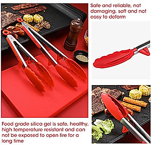 Mekbok Kitchen Tongs with Silicone Tips and Stands, Cooking Tongs, Bbq Grill Tongs, Set of 3