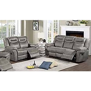 Hollywood Decor Odder Power Recliner Sofa Featuring Built-in USB Charger in Slate Gray Breathable Leatherette