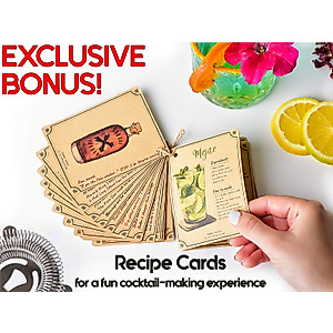 Modern Mixology Bartender Kit with Bamboo Stand - Cocktail Shaker Set and Bar Accessories for Home Bar, Drink Mixing, and Mixology Kit