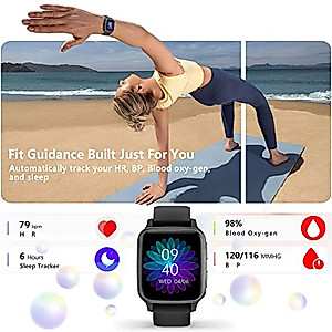 MorePro Smart Watch, Fitness Tracker with Heart Rate Blood Pressure Monitor, Fitness Watch & Blood Oxygen Step Tracker,Pedometer Activity Touch Screen IP68 Waterproof Sleep Tracker for Women Men Black
