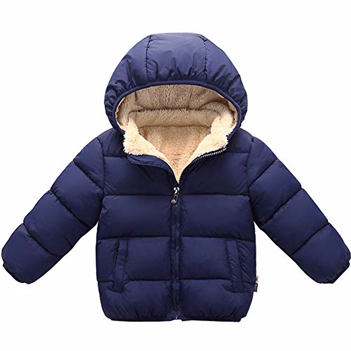 LAVIQK 1-7 Years Winter Coats for Toddlers Baby Boys Girls with Removable Fur Hooded Down Jacket Warm Fleece Coat Outerwear