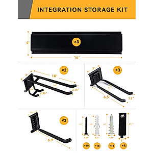 Garage Tool Organizer Wall Mount 48 Inches Max Load 539lbs ，Garage Storage, Garage Organization, Adjustable with 7 Heavy Duty Hooks and 4 Cable Ties, Yard Tools holder and Power Tool Organizer Rack