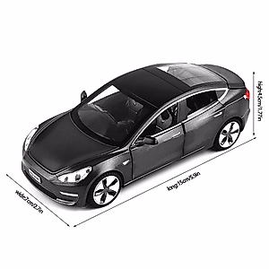 Model 3 Toy Car 1:32 Scale Alloy Car Model 3 Diecast & Pull Back Toy Vehicles Car Toy for 3 to 12 Years Old Toddlers Kids Toy Gift - with Lights and Music (Black)