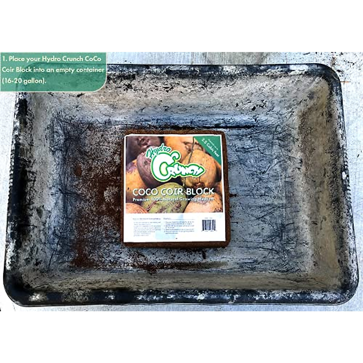 Hydro Crunch CB801 Coco Coir 2.5 Cubic Ft Block of Soiless Growing Media, Brown