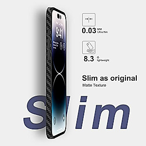 memumi [Upgraded Version Thin Case for iPhone 14 Pro Max Carbon Fiber Pattern 0.3mm Matte Back Cover for iPhone 14 Pro Max Ultra Thin Case with Mnimalist Design and Scratch Resistant Black