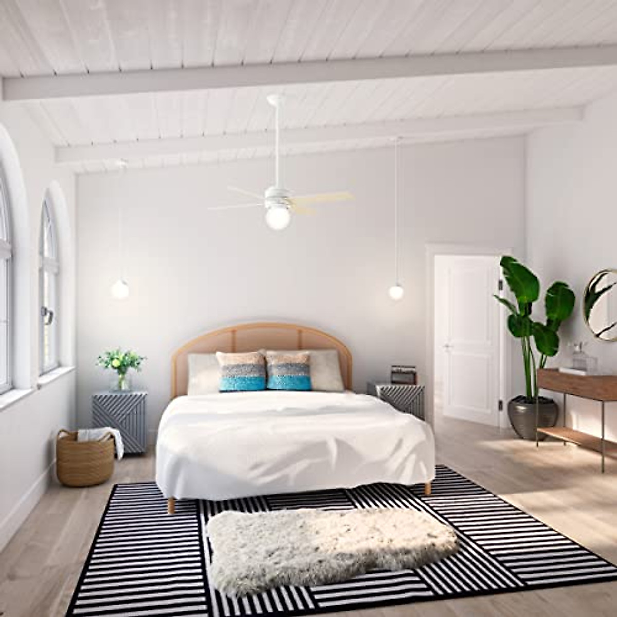 Hunter Fan Company 50275 Hepburn Ceiling Fan, 44, Matte White Finish