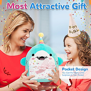 KAQ Plush Toy Cute for Birthday: 12 inch Shark Plush Pillow Gift for Kids Toddlers - Soft Boys Stuffed Animal for Party