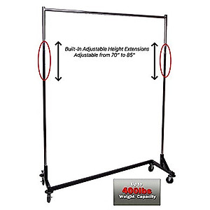 Only Hangers Commercial Grade Rolling Z Rack with Nesting Black Base