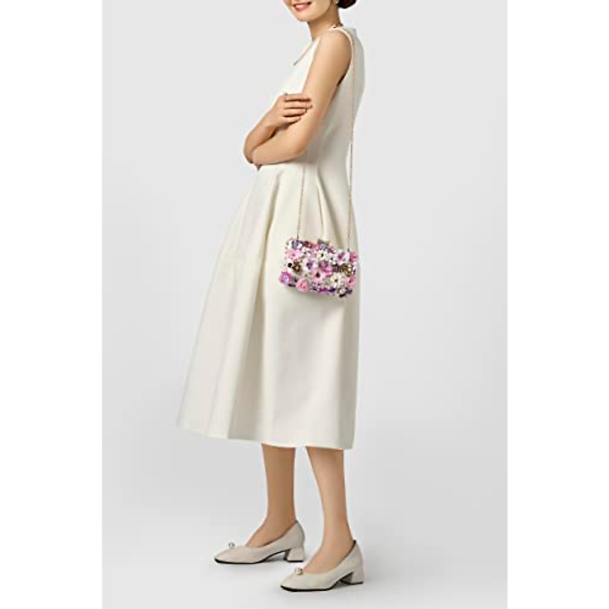 BABEYOND Flower Clutch Evening Bag - Women 3D Multicolored Beaded Shoulder Handbag Purse for 1920s Party Prom Wedding