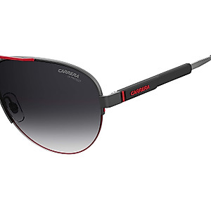 Carrera 8030/S Sunglasses CA8030S-0SVK-9O-6215 - Semi Matte Ru Black Frame, Dark Gray Gradient