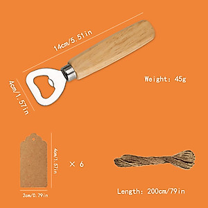 Bartender Bottle Openers, Beer Bottle Openers, Cider, Soft Drinks -Wood Handle Handheld (set of 6)