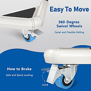 Furniture Dolly Mobile Roller with 4 Locking Wheels by DAILYLIFE, Adjustable Washing Machine Stand Refrigerator Base Dryer Stand Moving Cart, White