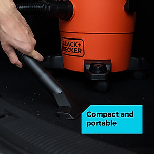 BLACK+DECKER Shop Vacuum Wet and Dry, 4 Gallon 3.0 Peak HP, 3-in-1 Portable Shop Vac with Accessories, Home and Car Vacuum Cleaner(BDXV18301P-4A)
