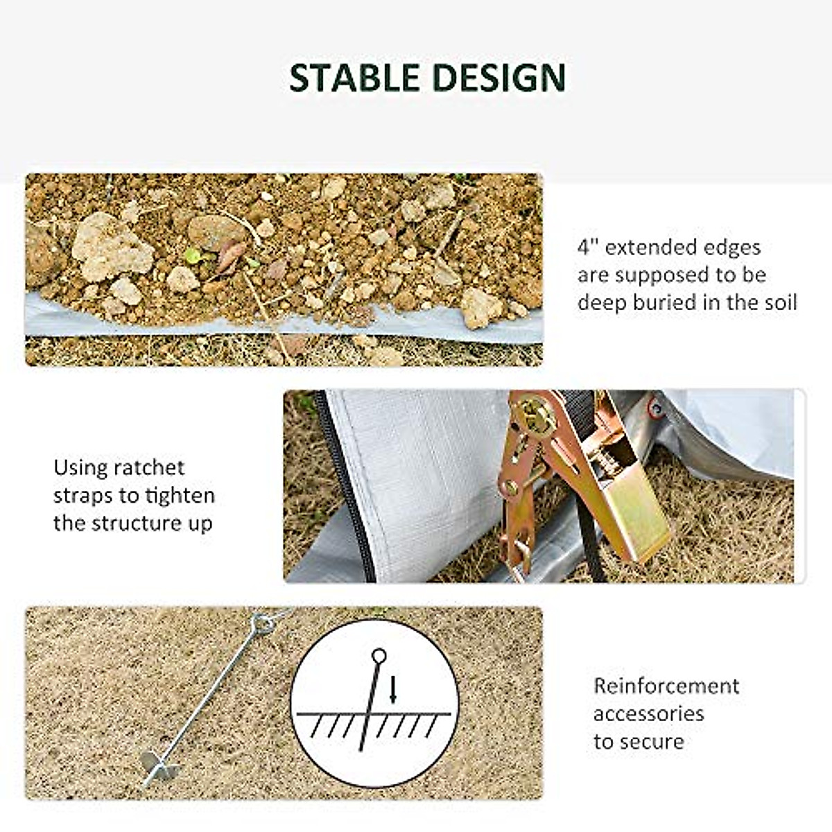 Outsunny 8'x6' Outdoor Storage Shelter with Rollup & Zipper Door, Heavy Duty Carport Shed for Motorcycle Garden Storage, Grey