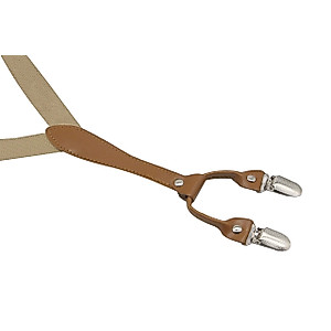 Doloise Men's Suspenders Bowtie Set Elastic Y Shape Style Women's Suspenders Bowtie For Wedding&Formal Events (Khaki)