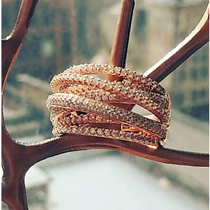 DoubleAccent 14K Gold or Rose Gold Plated Sterling Silver Ring Intertwined Design CZ Stone Pave Right Hand Ring 13.5mm, 5