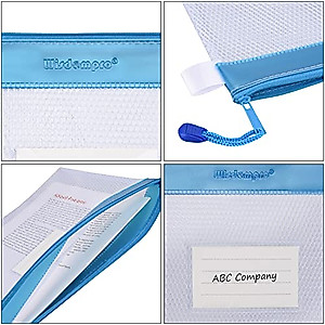 Zipper Pouch, Wisdompro 4 Packs Durable Letter Size Waterproof Mesh File Bag, Document Organizer - Blue