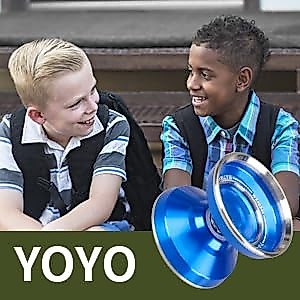 WATIEOBOO Bi-Metal Yoyo with 4 Stainless Steel Rings, Professional Unresponsive Yoyo for Adults Advanced Players, Incredible Drive Performance and Idling Capability (6Black Blue)