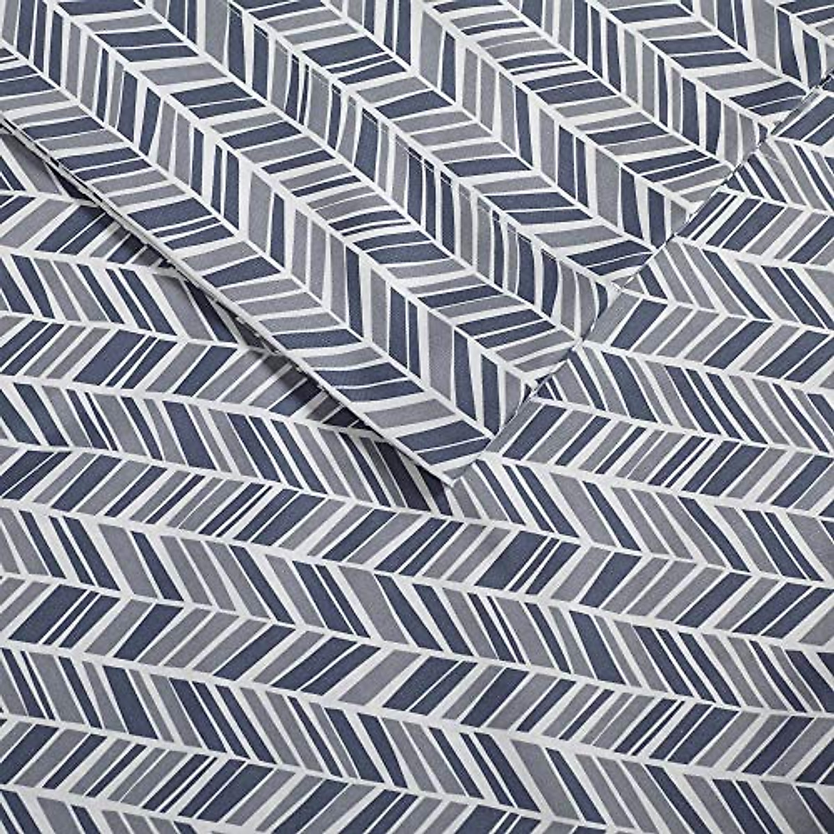 Madison Park - MPE20-469 Essentials Sheet Set Printed Ultra Soft, Full, Navy