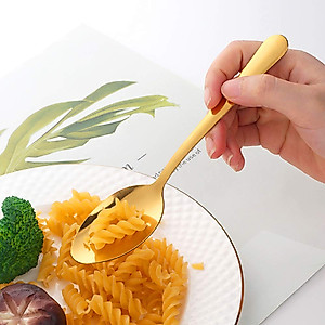Gold Dinner Spoon 12-Piece Stainless Steel Dessert Spoon, BUY&USE 6.9 Inches Dinnerware Set