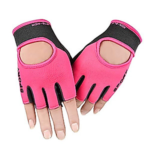 Biking Gloves Kids Boys Girls Cycling Exercise Gloves Half Finger Fingerless Gloves Child Motor Bike Riding Anti-Slip Weight Lifting Bike Workout Climbing Bicycle Gloves Gym Skate Gloves (Pink)
