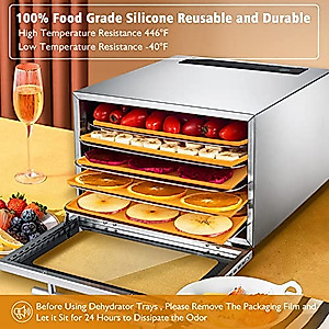 6PCS Silicone Dehydrator Sheets,Fruit Leather Silicone Dehydrator Mats with Edge Compatible with Cosori CP267-FD, Non-Stick Food Dehydrator Mats for Fruits Meat Vegetables Herbs (Orange 6 Packs)