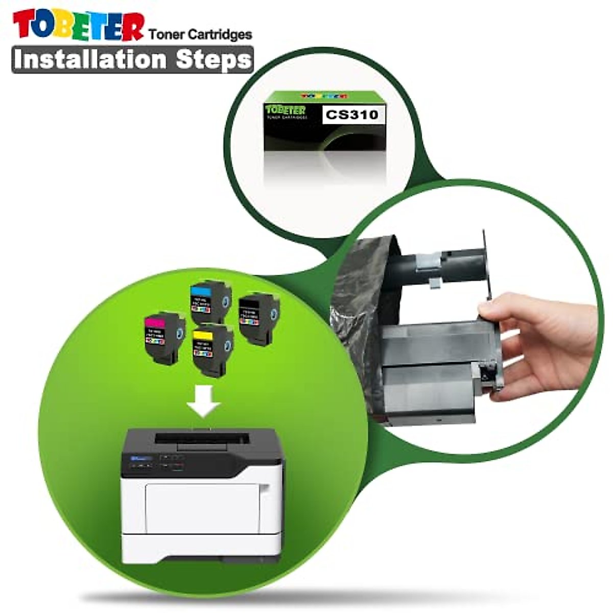 ToBeter Remanufactured CS310 CS410 CS510 Toner Replacement for Lexmark 701HK 70C1HK0 701HC 70C1HC0 701HM 70C1HM0 701HY 70C1HY0 Toner for CS310dn CS310n CS410n CS410dn CS510de (4 Pack, BK/C/M/Y)