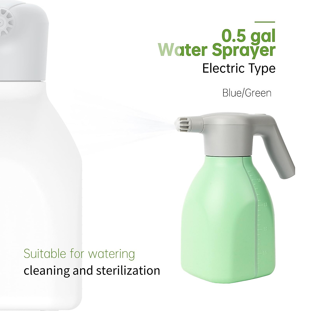 ACORNS Electric Spray Bottle 2L/0.5Gallon,Automatic Plant Sprayer,Pump Sprayer,Indoor Plant Sprayer with Adjustable Nozzle (Green)