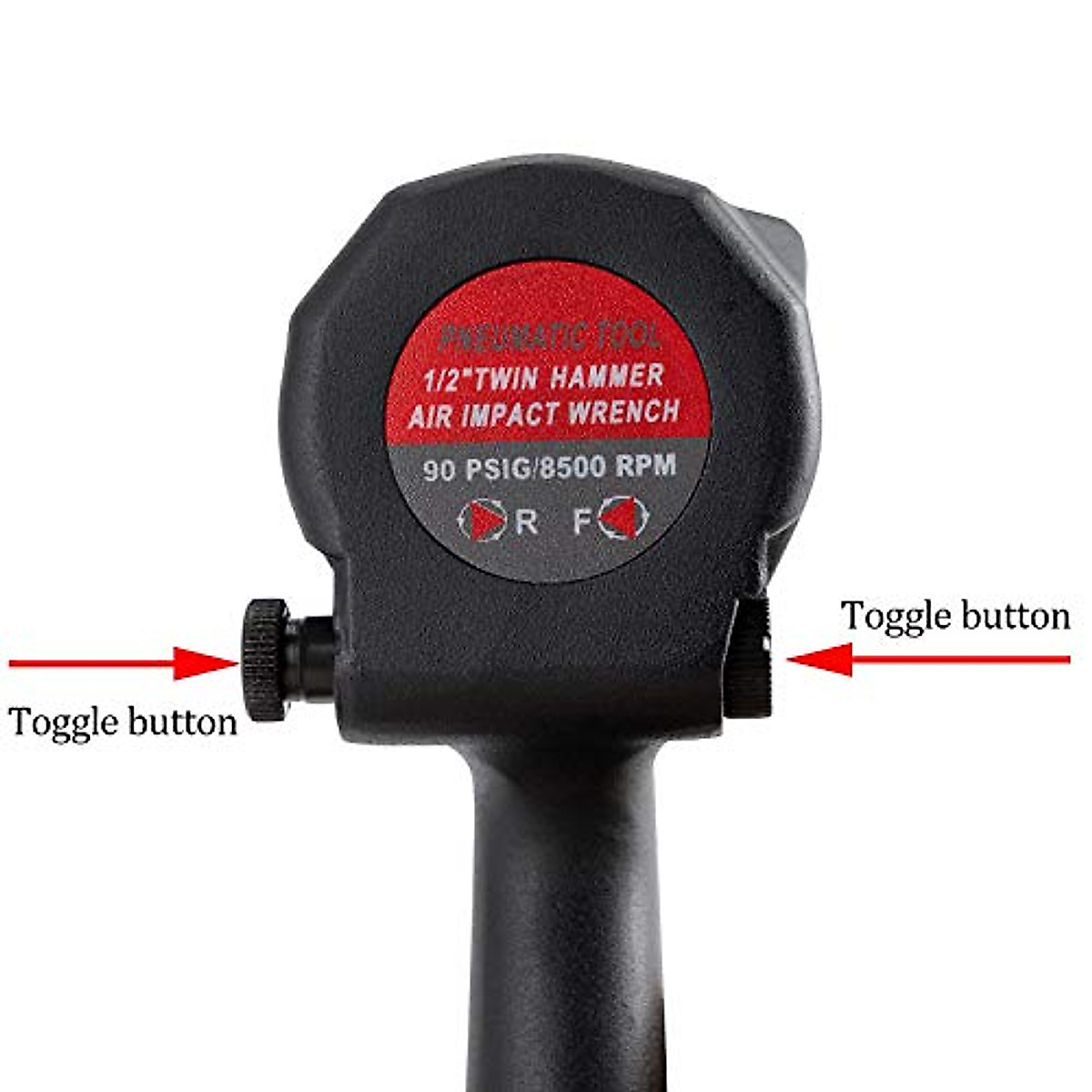 TUZkozs 1/2" Air Impact Wrench, Heavy Duty Double Hammers Impact Gun, 520 ft. Lb, 1/4 Inch Air Inlet, Adjustable Speeds, Matte Black, Pneumatic Tools