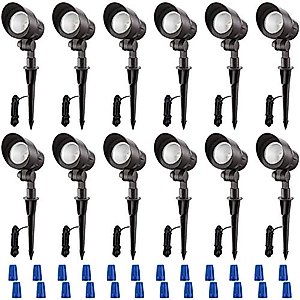 LEONLITE 12-Pack Low Voltage LED Landscape Spotlight, 3000K Warm White, 4W 12V Pathway Lights Outdoor CRI90+, Aluminum Housing Spot Lights for Garden Yard Lighting, ETL Listed, Bronze Finish
