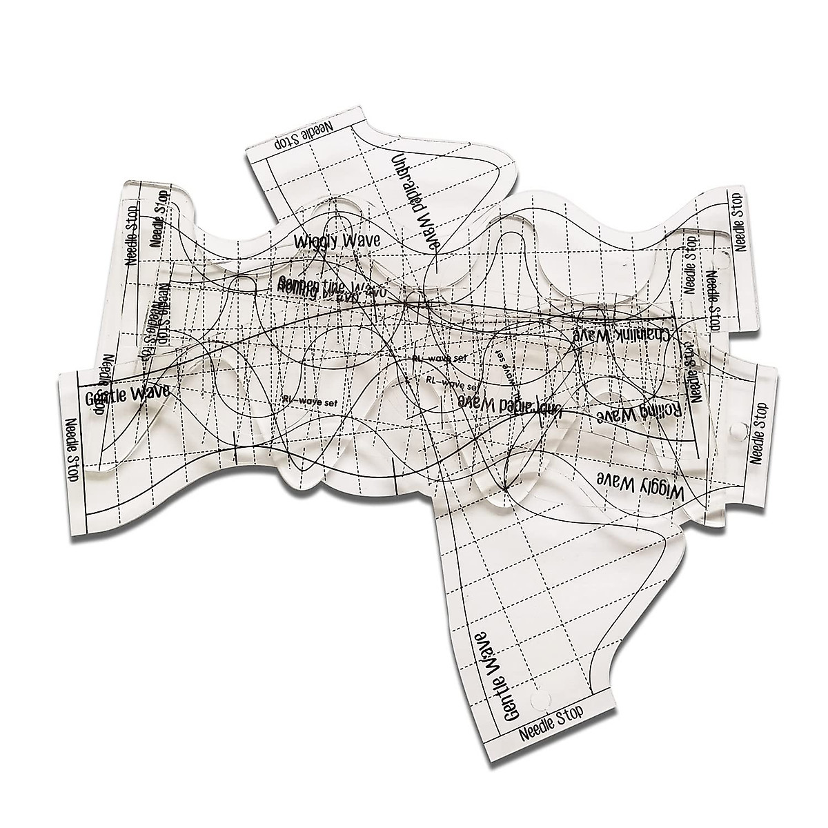 YICBOR 5pcs Wave Quilting Rulers and Templates Set