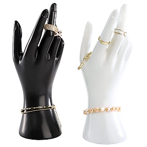 Okllen 4 Pack Female Mannequin Hand, Hand Ring Display Stand Jewelry Organizer Bracelet Bangle Necklace Holder for Hand Chain, Finger Ring, Glove, White & Black, Right Hands
