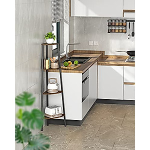 FURNINXS 4 Tier Corner Shelf Standing, Shelving Unit, Display Rack for Bedroom, Living Room, Office, Kitchen, Rustic Brown