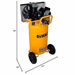 Dewalt DXCM251.COM 2 HP 25 Gallon 200 Max PSI 7.7 SCFM @ 40 PSI 6.2 SCFM @ 90 PSI Oil-Lubed Belt Drive Electric Portable Vertical Air Compressor