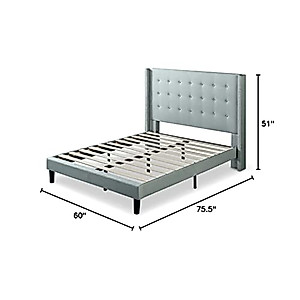 ZINUS Kendra Upholstered Platform Bed Frame with Wingback Headboard / Mattress Foundation / Wood Slat Support / No Box Spring Needed / Easy Assembly, Full