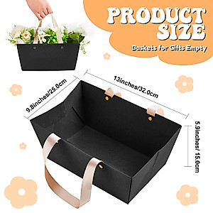 Tuanse 30 Pcs Basket for Gift Empty DIY Bulk Gift Basket Kit with Handle Kraft Cardboard Tray with 30 Bag 30 Bow Market Tray for Birthday Wedding Party Gift(Black,12.6 x 9.8 x 5.9 in)