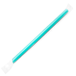 Karat C9060s (Aqua) 9'' Boba Straws (10mm) Poly Wrapped - Aqua (Case of 1600)