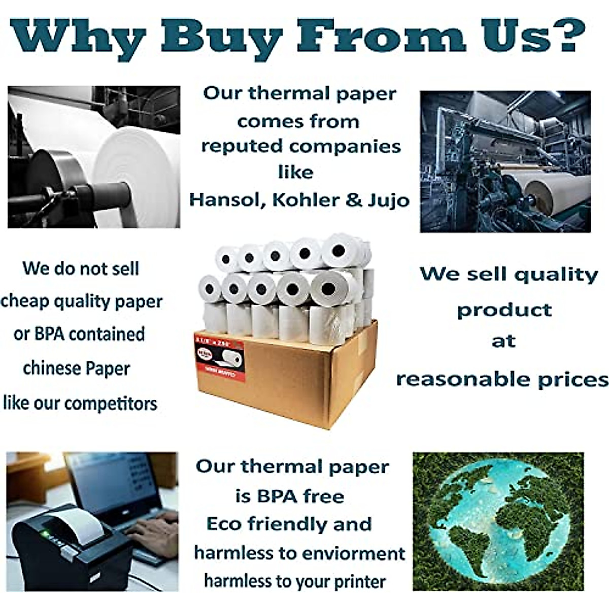 (10 Rolls - 48 GSM) 3 1/8 x 230 Thermal Paper (80mm x 70m) premium tape for Square POS System, Register Thermal Receipt Paper Rolls for TM-T88III, TM-T88IV, TM-T88V, TSP100, CT-S300, CT-S2000