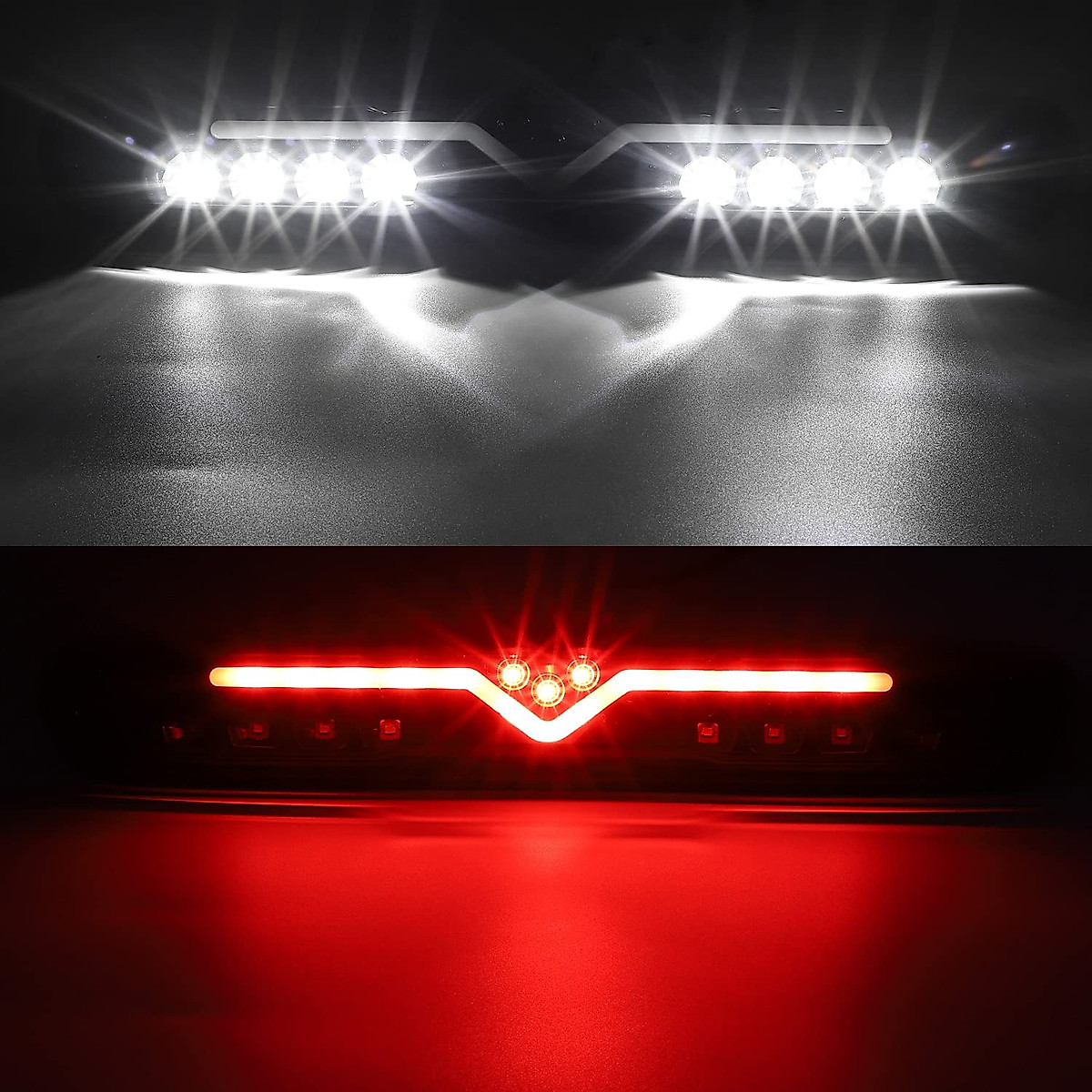 Partsam High Mount Stop Light Led 3rd Brake Replacement for 07-13 Silverado/Sierra 1500 2500HD 3500HD Third Rear Cab Roof Center Tail Cargo Lamp(Smoke Lens)